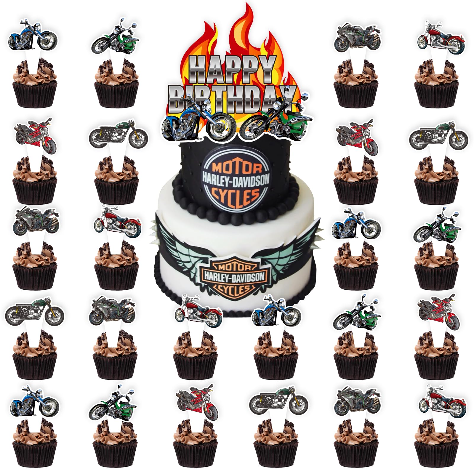 Amazon.com: 25pcs Motorcycle Birthday Party Supplies, Sports Motocross ...