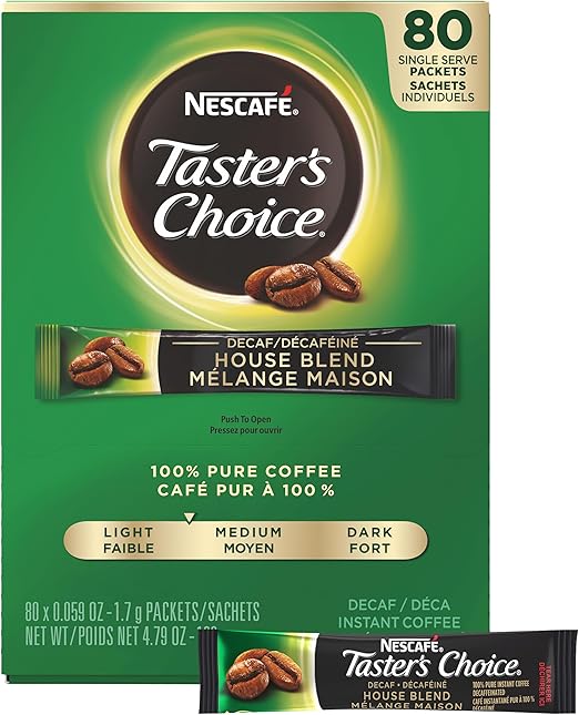 Nescafé Instant Coffee Packets, Decaf, Taster's Choice Light Roast, 1.7 ...