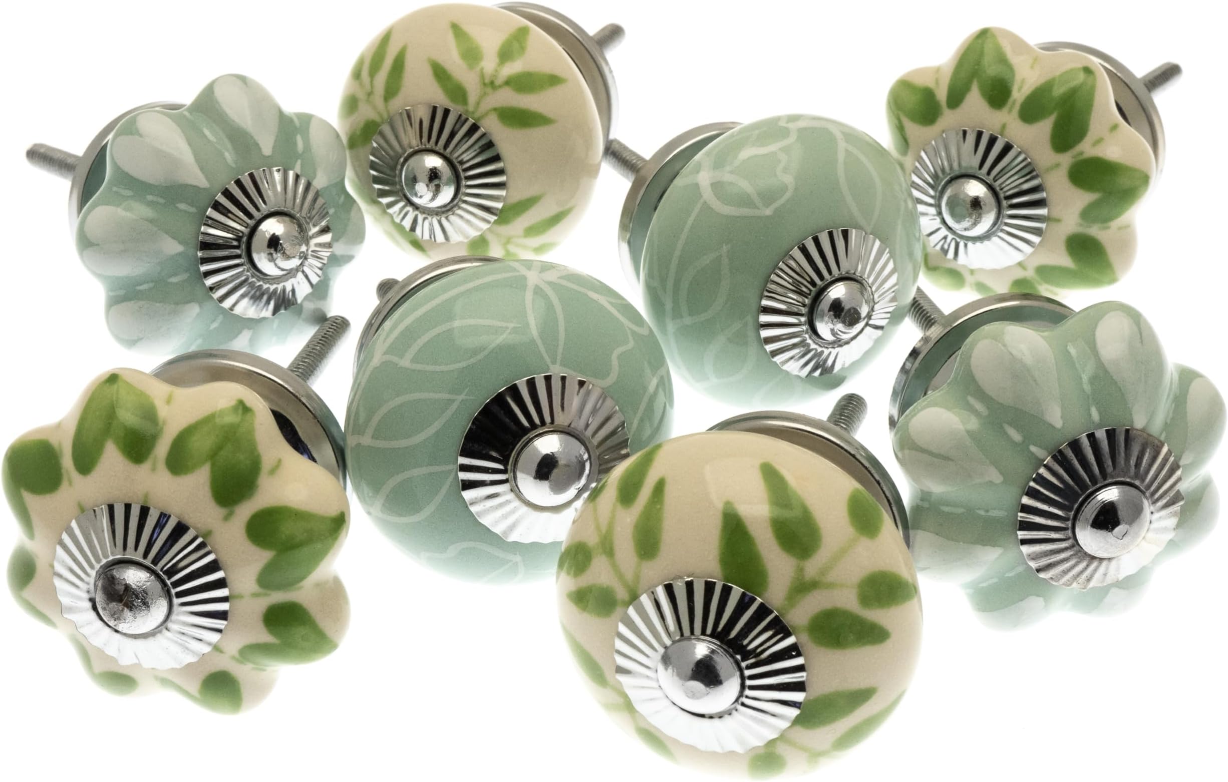 JGARTS 20 Aqua Blue Turquoise Green & White Cream Ceramic Pottery Door knobs Cabinet Handle ...