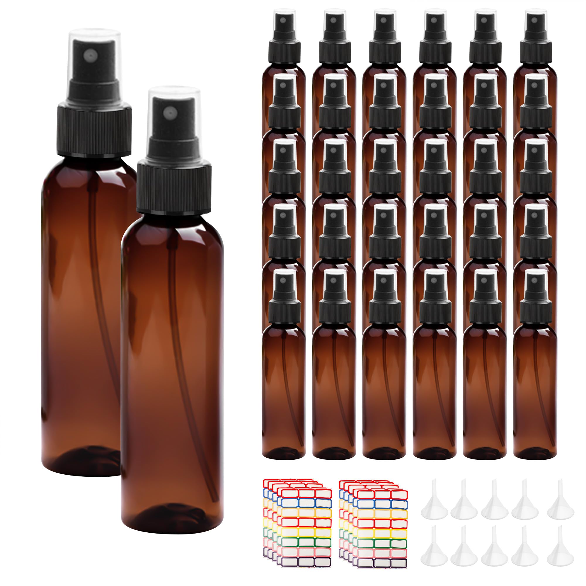Amazon.com: YEUIKERR 36 Pack Amber Plastic Spray Bottles 4 oz Small ...