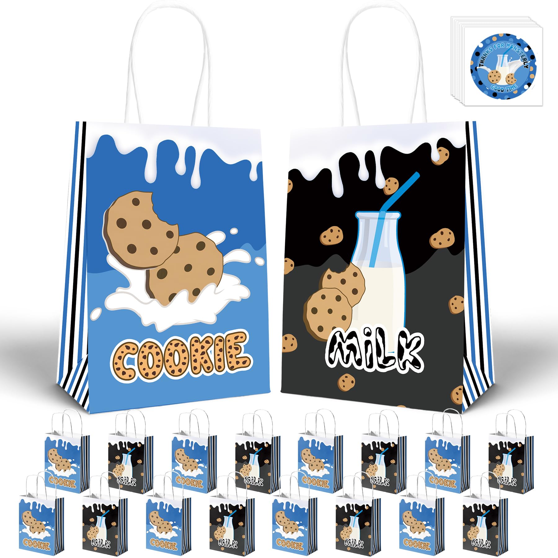 Amazon.com: Milk and Cookie Goodie Gift Bag with Handle 16PCS+Blue ...