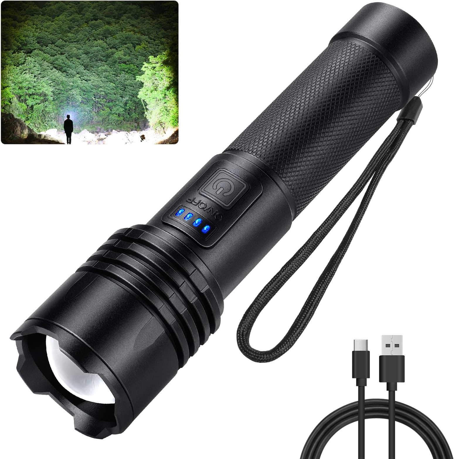 MILAOSHU Rechargeable Flashlights 990000 Lumen, Small Flashlights High ...