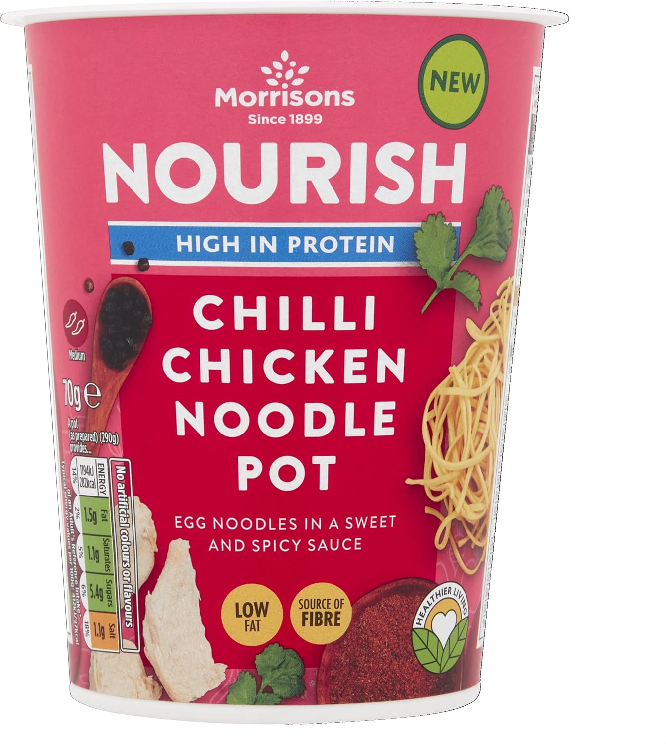 Morrisons Nourish Chilli Chicken High Protein Noodle Pot 70g : Amazon ...