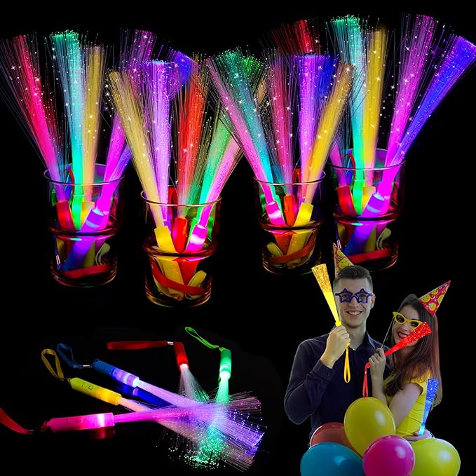 Amazon.com: 30PCS Fiber Optic Wand Glow Sticks, LED Light Up Wand, Glow ...