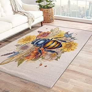 Amazon.com: ZDABAOEC Bee Rug, 4x6 Rug, Farmhouse Area Rugs for Bedroom ...
