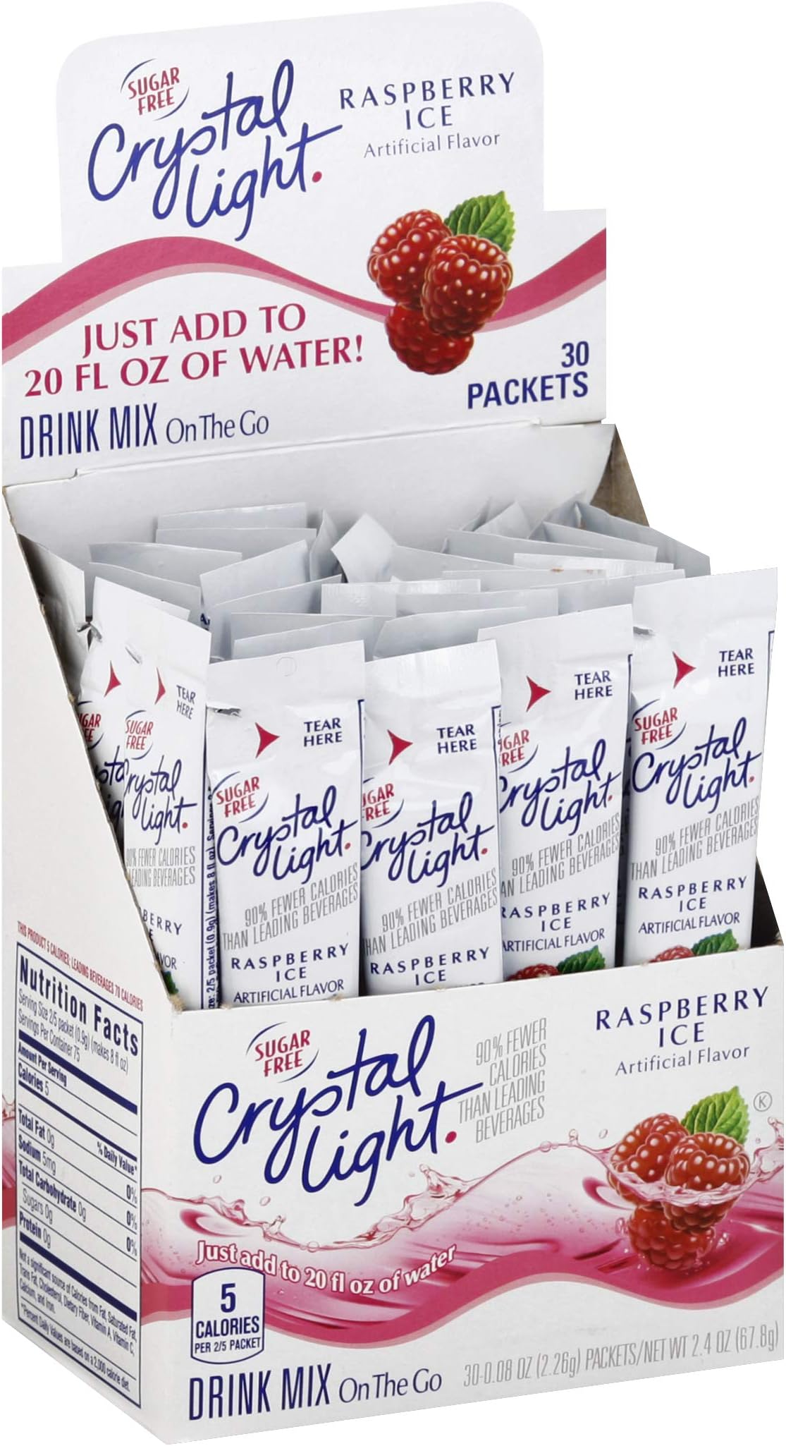 Amazon.com : Crystal Light Raspberry Ice Drink Mix, 30 Count (Pack of 1 ...