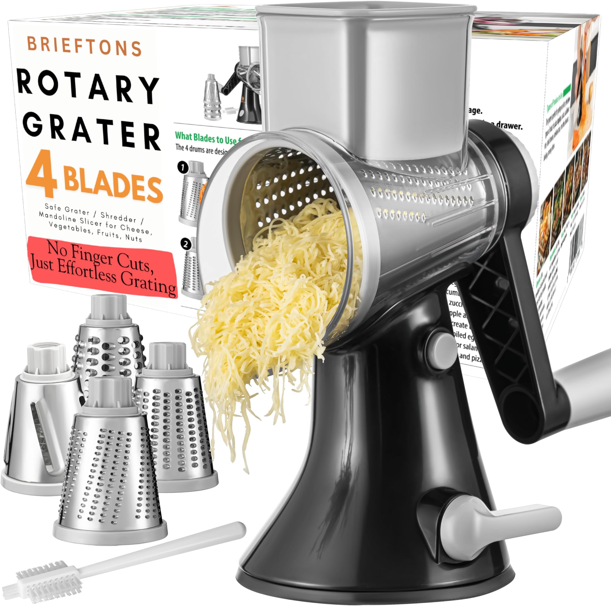 Amazon.com: KARTWILL Rotary Cheese Grater Hand Crank with Handle - 3-in ...