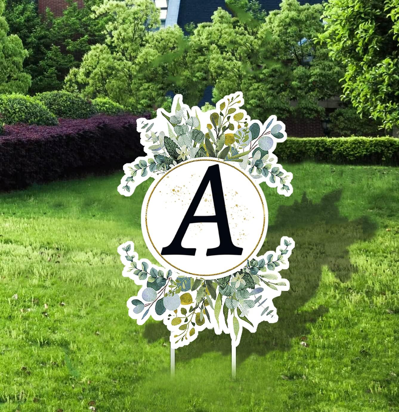 Amazon.com : Monogram Letter A Yard Sign with Stakes Letter Lawn Signs ...