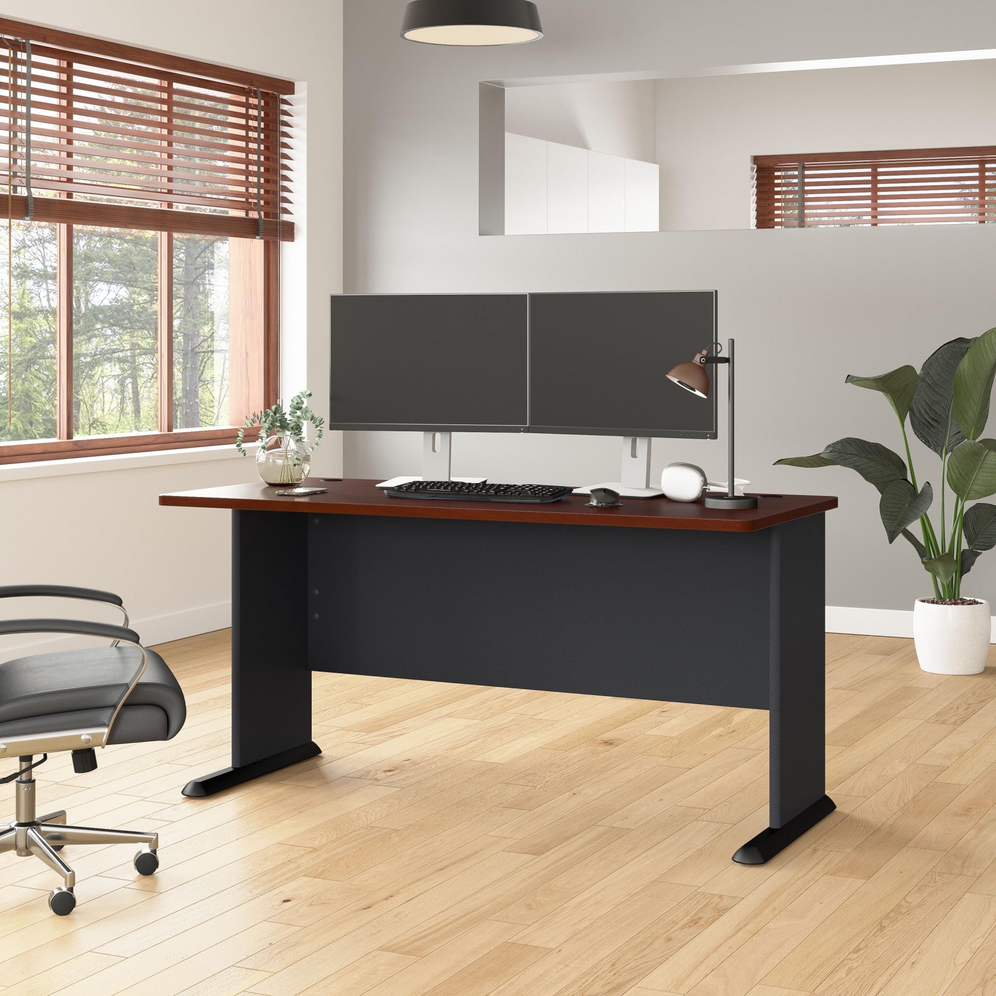 Bush Business Furniture Series A 60W Computer Desk in Hansen Cherry and ...