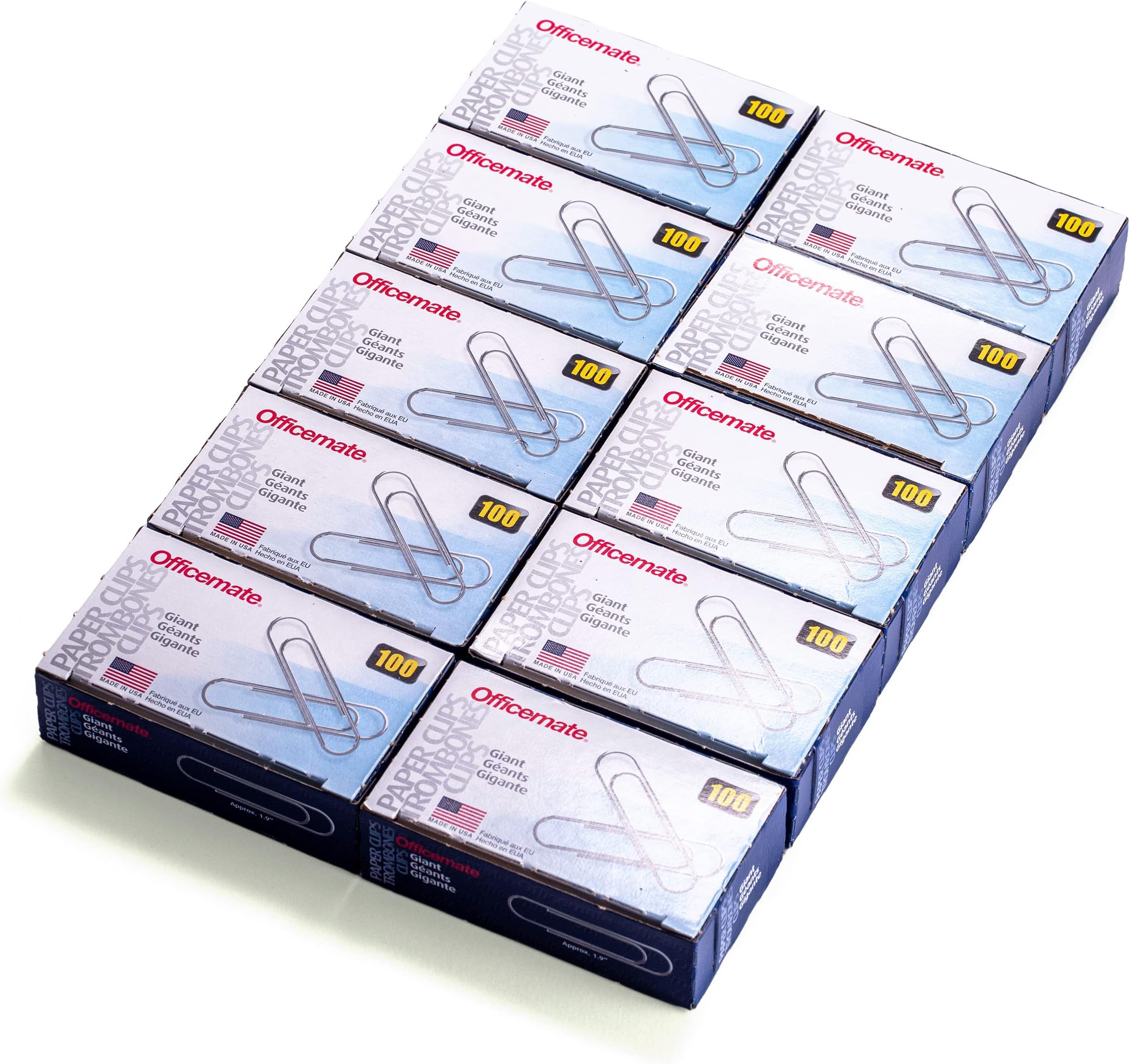 Officemate Giant Paper Clips, Pack of 10 Boxes of 100 Clips Each (1,000 ...