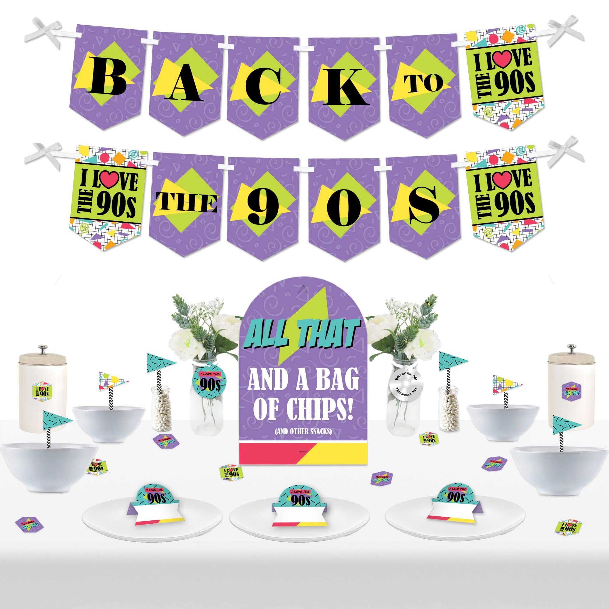 Amazon.com: Big Dot of Happiness 90’s Throwback - DIY 1990s Party Signs ...