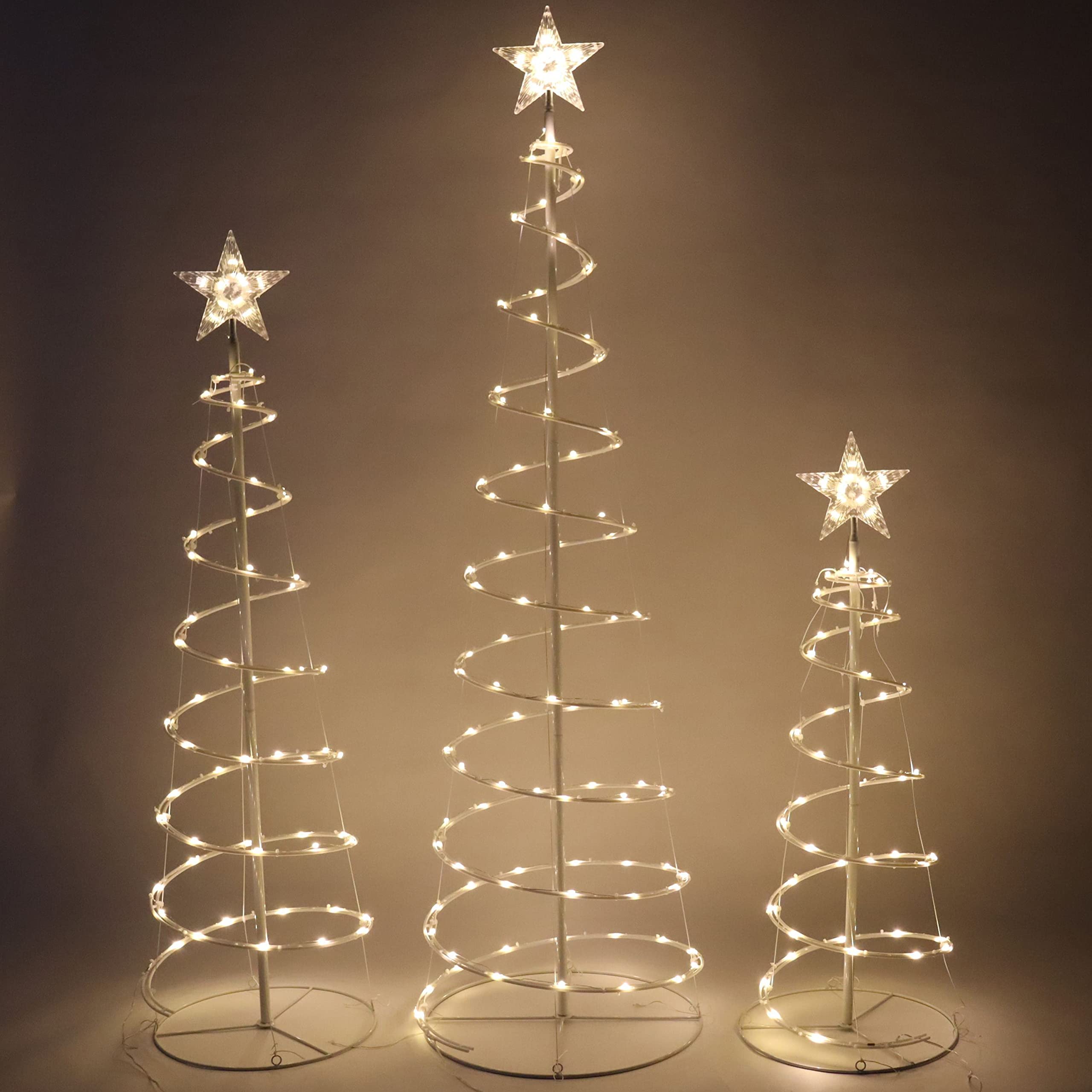 Joiedomi 3 Packs Lighted Spiral Christmas Tree Set 218 LED Warm White ...