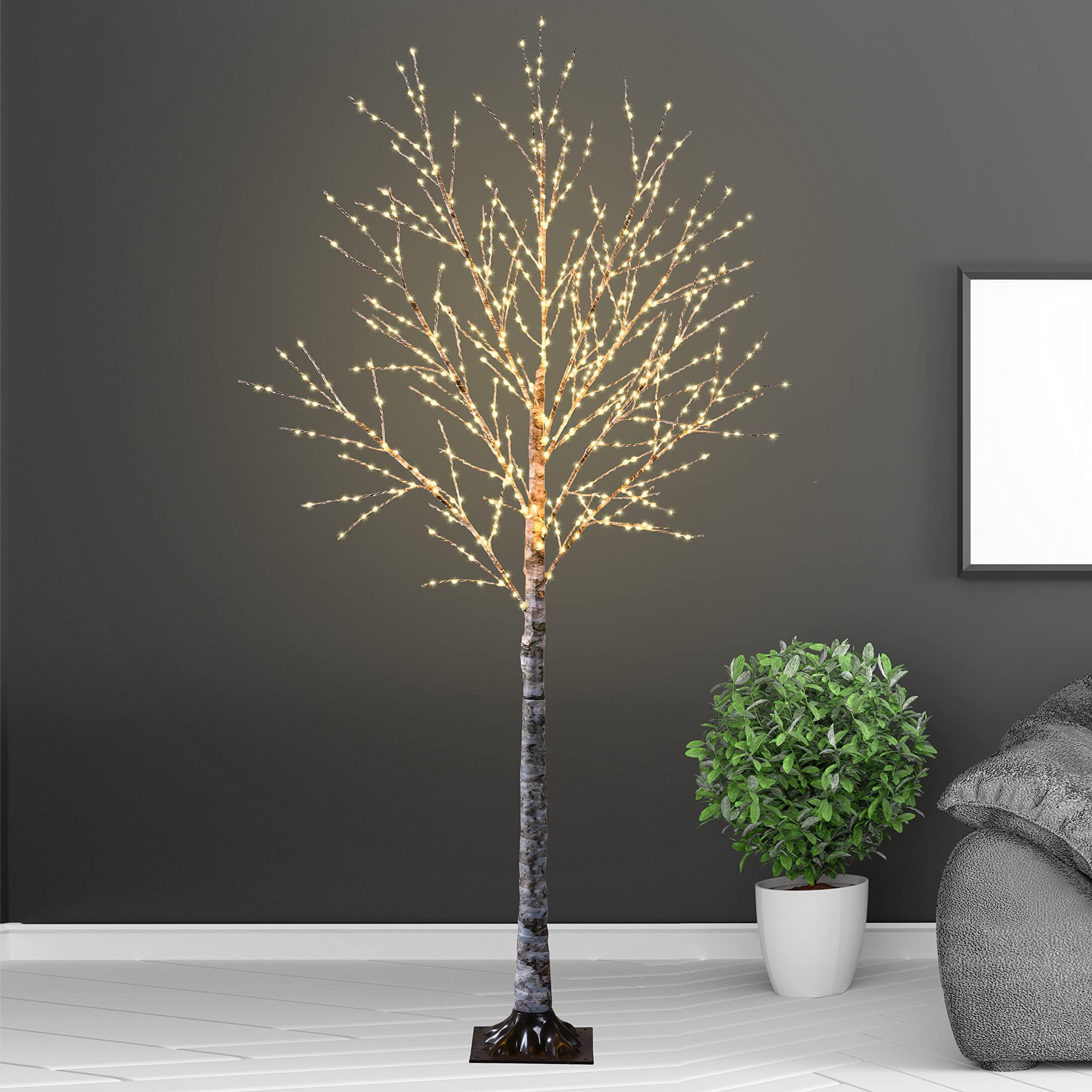 Amazon.com : GiValue Artificial Lighted Tree Birch Tree with 240 LED ...
