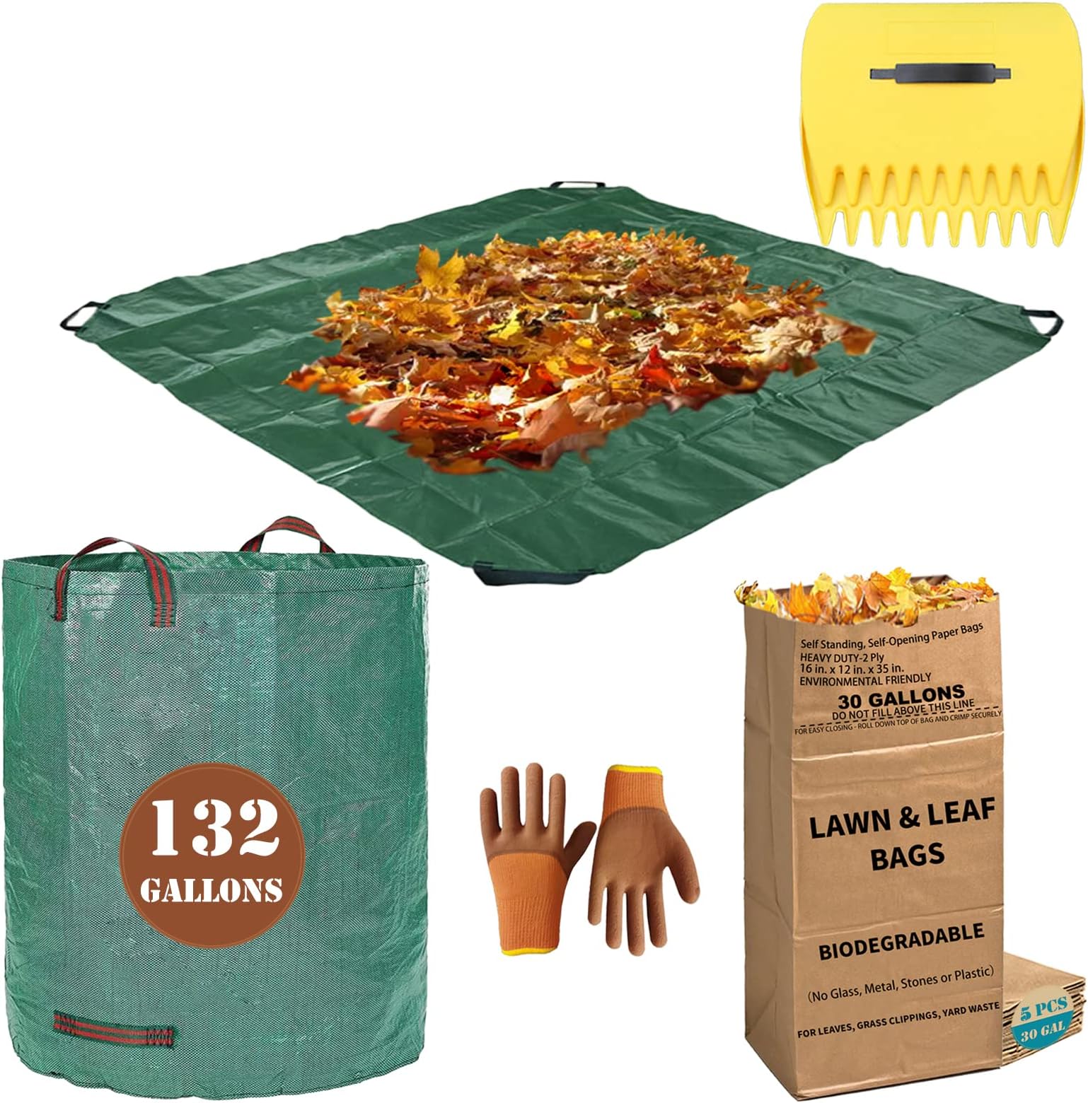 Amazon.com: 7x7 Ft Waterproof Leaf Tarp with 4 Handles and Leaf Scoops ...