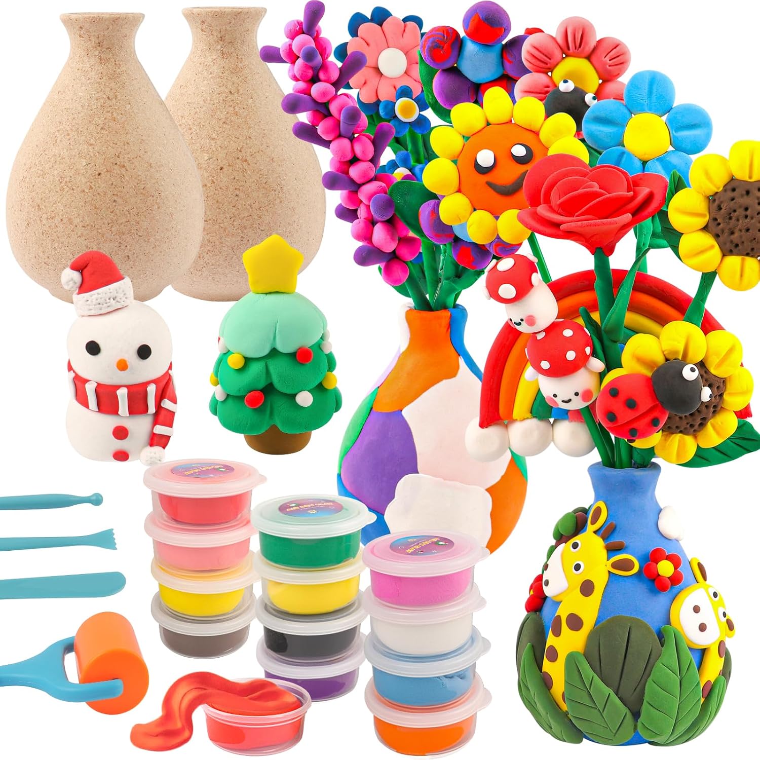 DECOHOME Modeling Flower Clay Kit - 18Pcs Air Dry Ultra Light Soft DIY ...