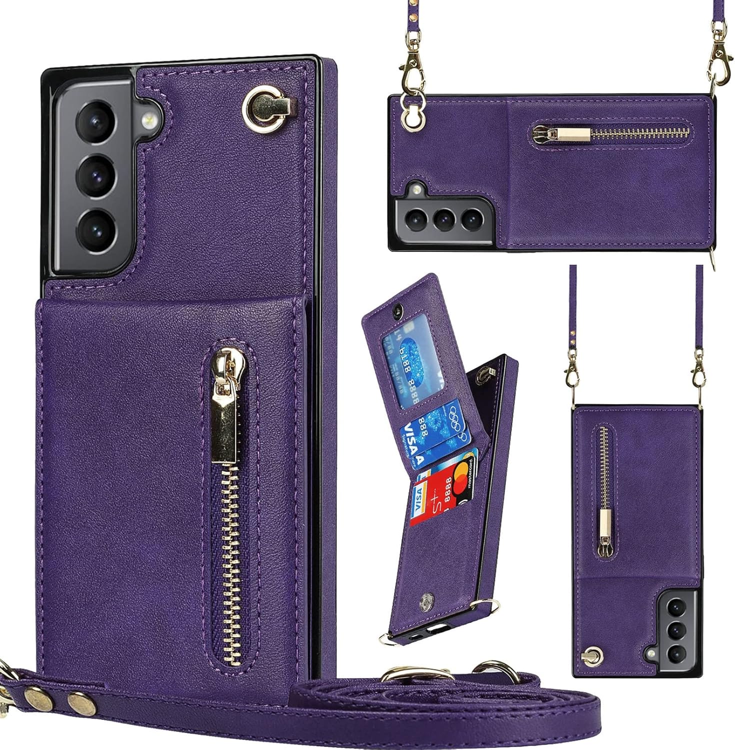 Amazon.com: Jaorty Crossbody Case for Samsung Galaxy S21 5G Case with Card Holder,Galaxy S21 ...