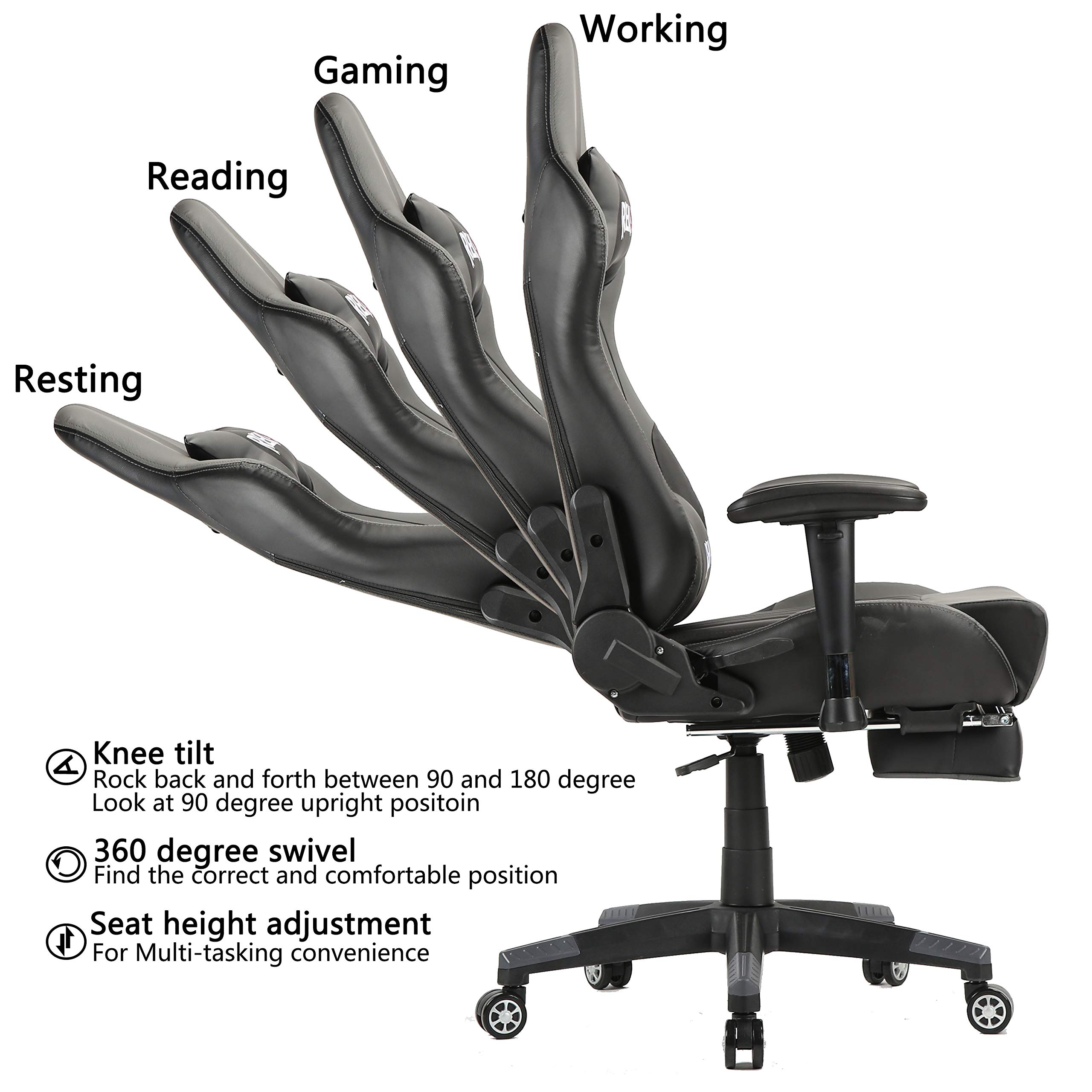 Massage Chair Gaming Chair, Computer Office Chair With Footrest, 155 ...