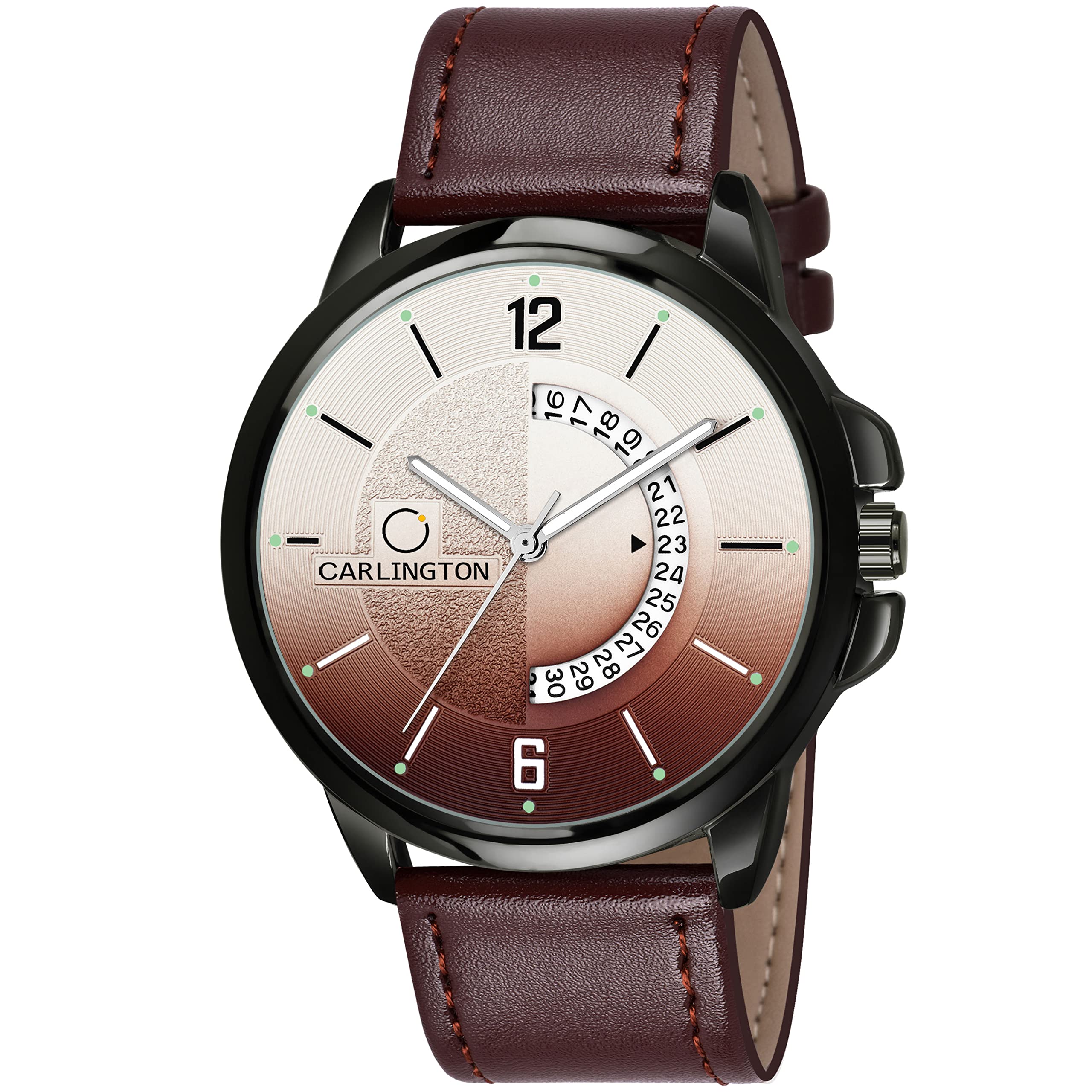 Carlington Analog Men's Wrist Watch with Leather Strap - CT 1030 Brown ...