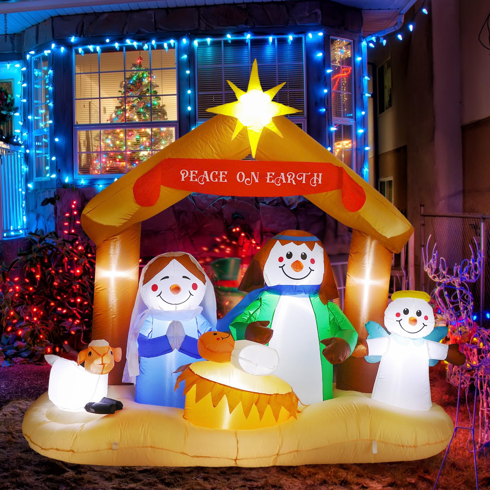 Amazon.com: MiniInflat 5ft Christmas Inflatable Nativity Scene Outdoor ...