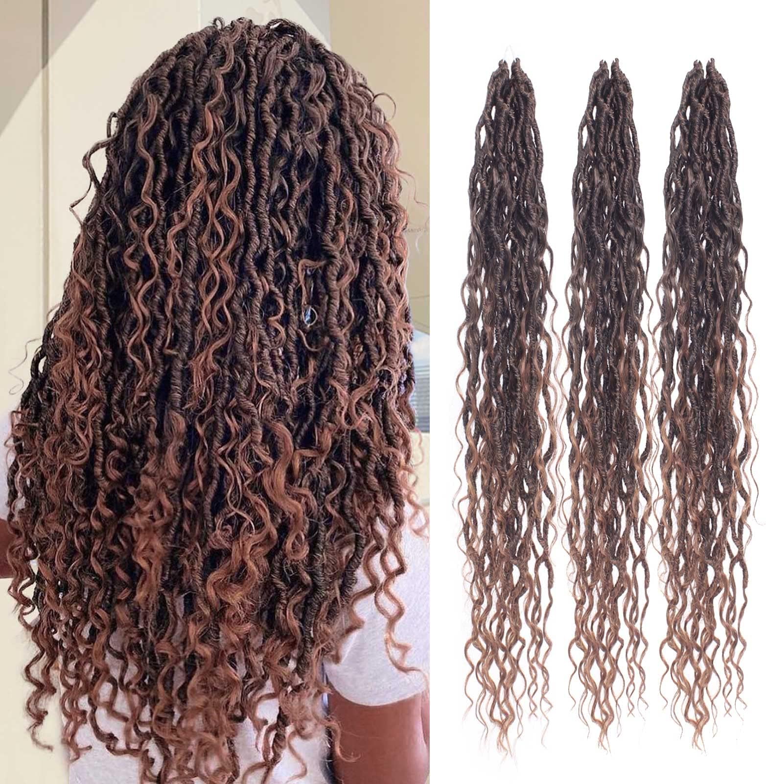 Amazon.com : Xtrend 18Inch Boho Faux Locs Crochet Hair,3 packs Goddess ...