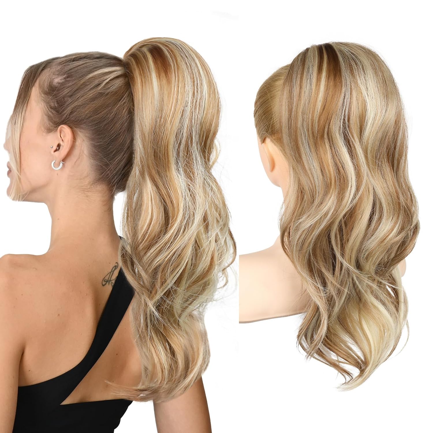 Amazon.com : REECHO Ponytail Extension, Drawstring Ponytail Extension ...