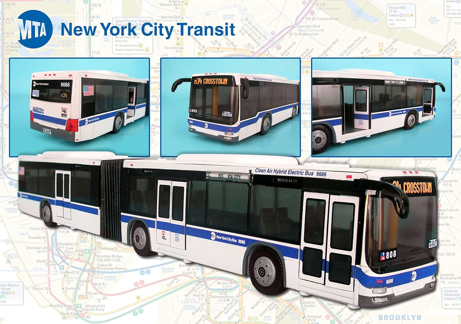 Amazon.com: Daron New York City MTA Metro Articulated Hybrid Electric ...