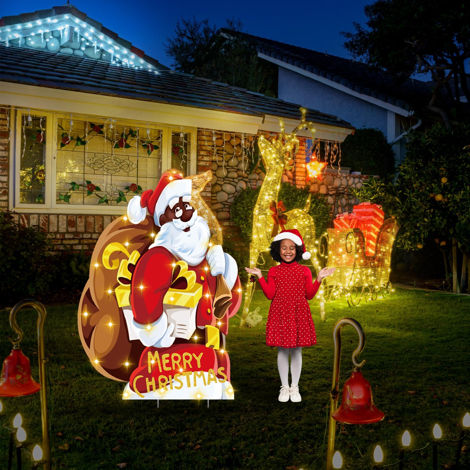 Amazon.com : RattanView Black Santa Christmas Decoration 47 Inch ...