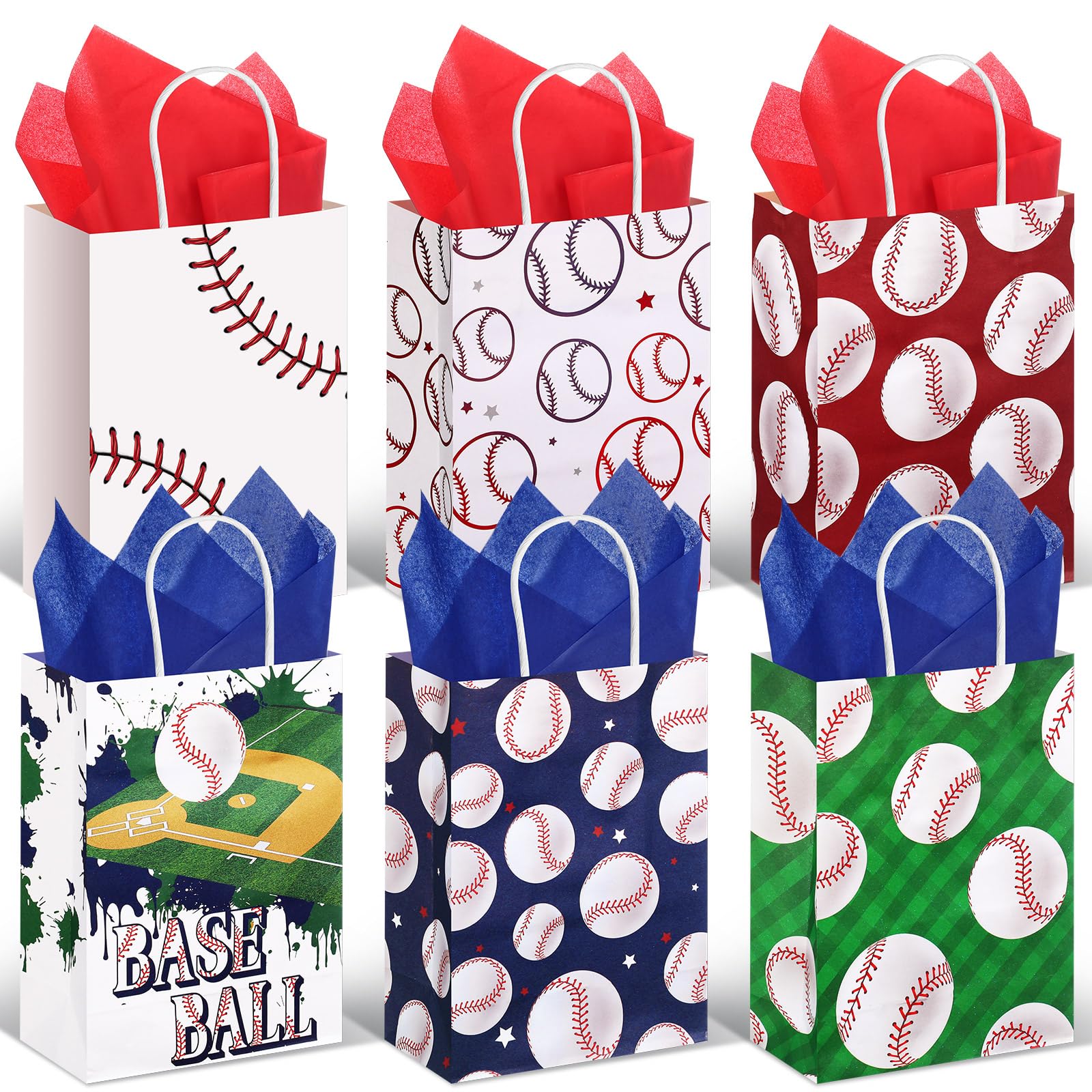 Amazon.com: Aoriher 24 Pcs Baseball Party Favors Gift Bags with Tissue ...