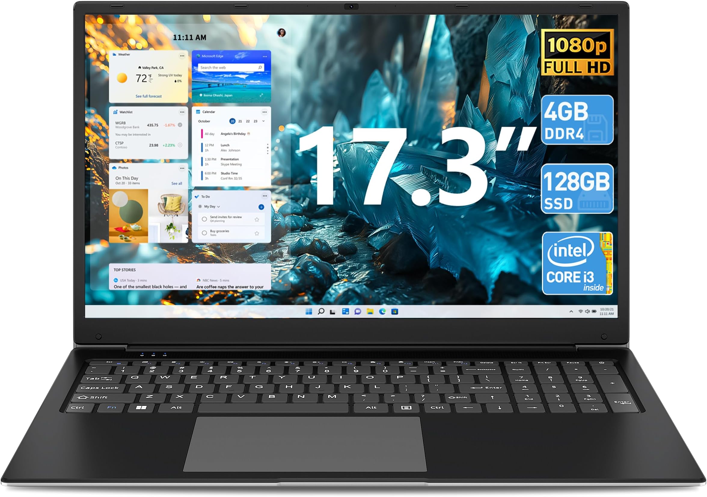 Amazon.com: SGIN 17 inch Laptop, Laptops Computer 4GB RAM 128GB SSD ...
