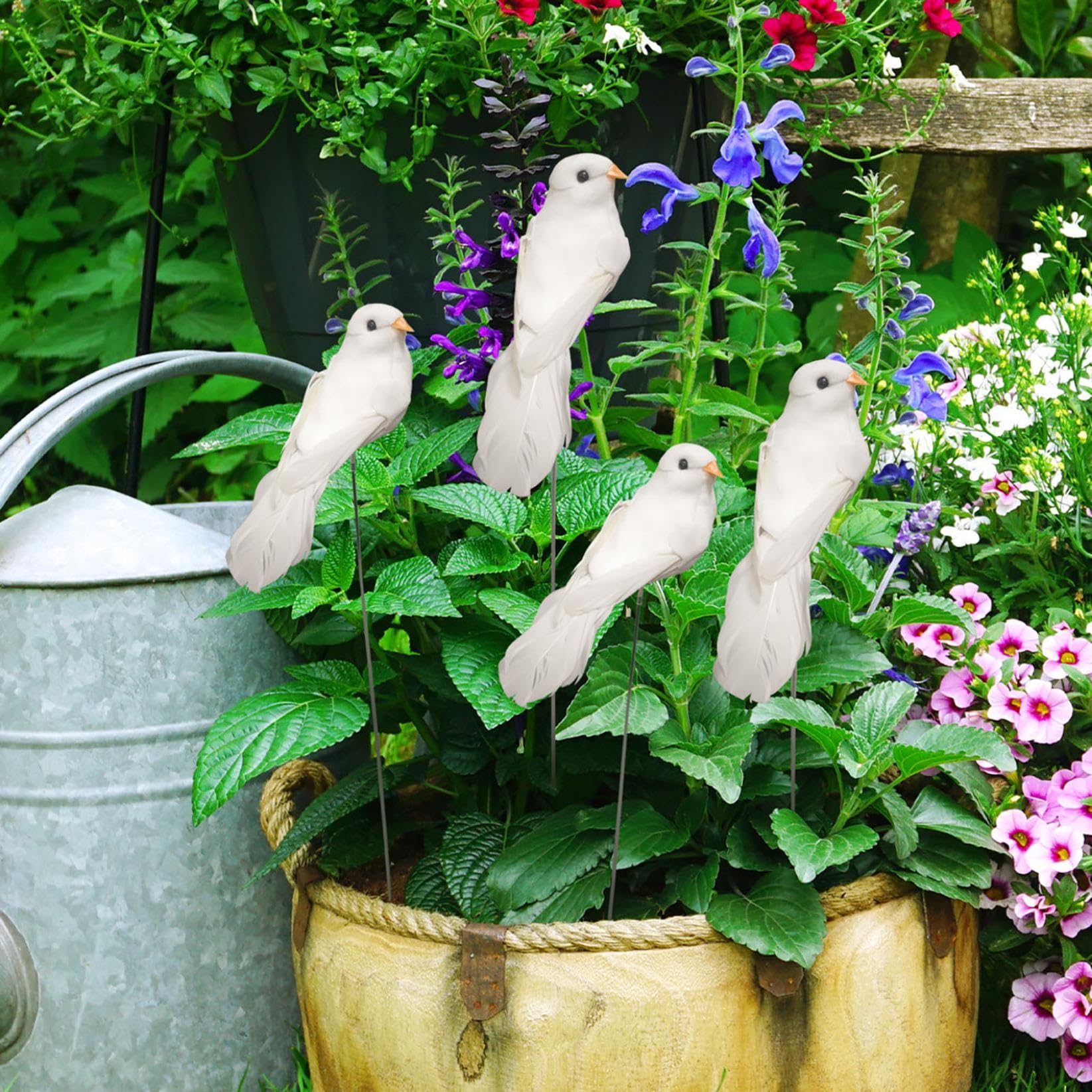 Amazon.com: Flower Bed Decorations Outdoor Cute White Dove Decorative ...