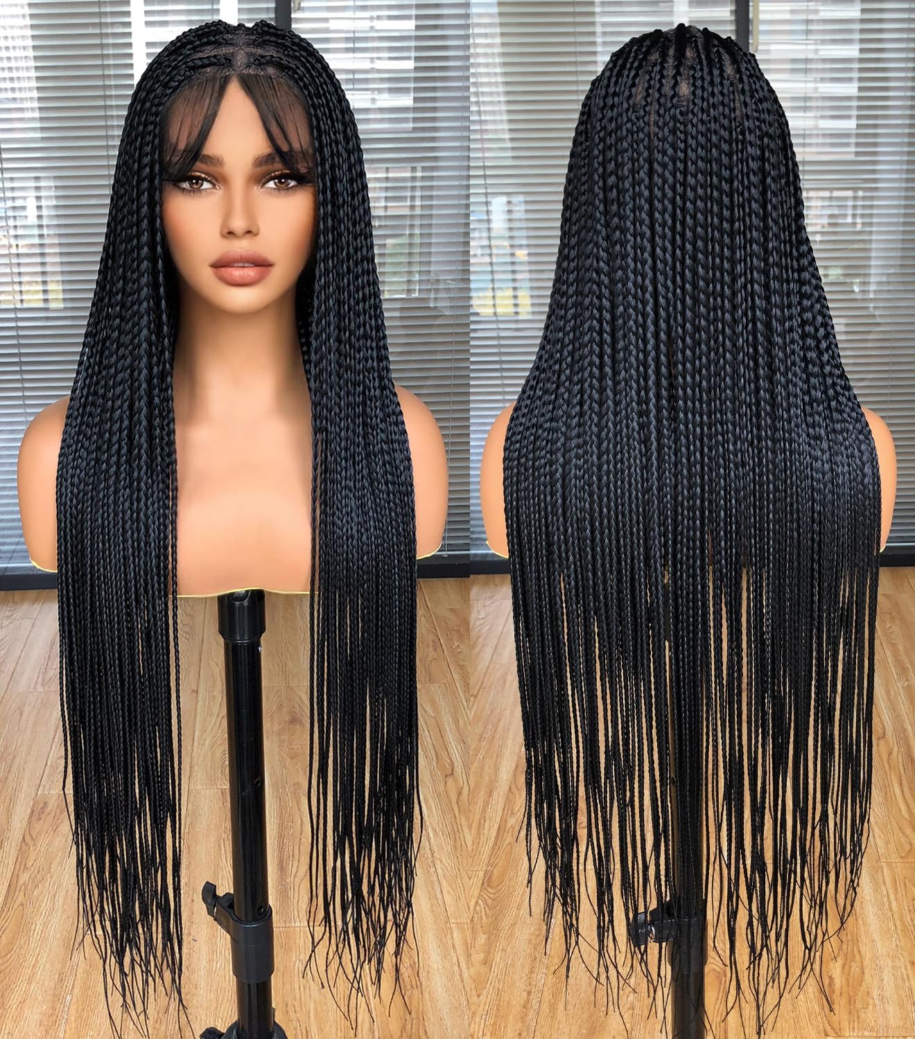 Amazon.com : Annivia 36" Full Double Lace Front Box Braided Wigs for ...