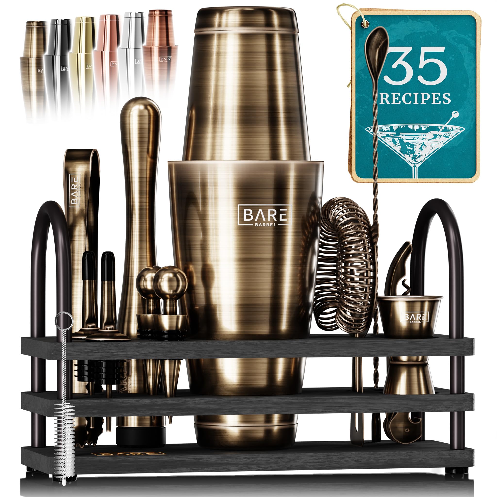 Amazon.com: BARE BARREL® Mixology Bartender Kit Bar Set | 14-Piece ...