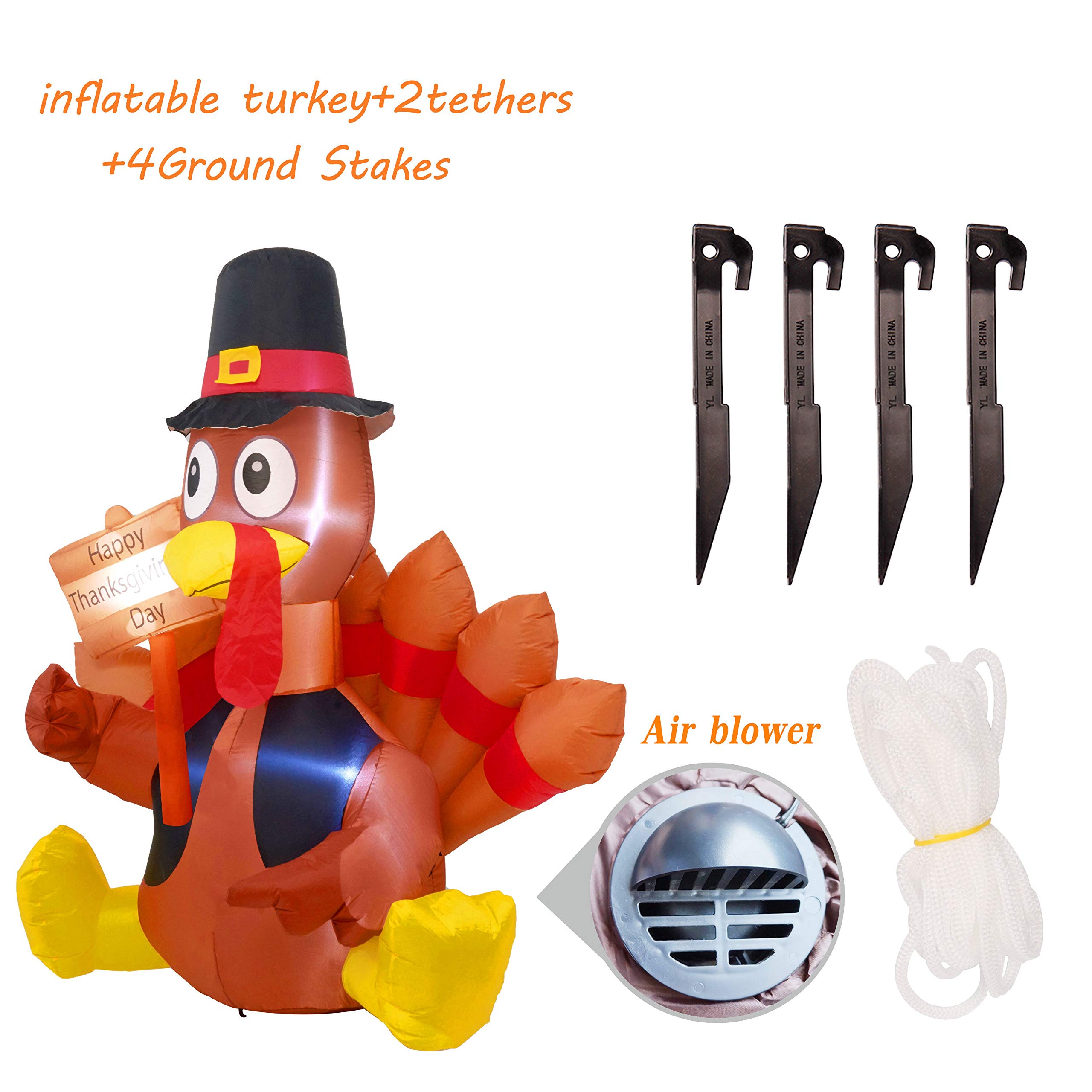 Twinkle Star Thanksgiving Decorations Inflatable Turkey, 6FT Lighted ...