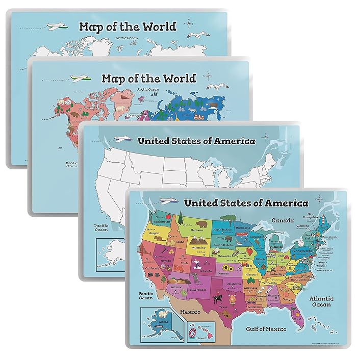 Buy MWB Blank USA and World Map Posters For Kids - Educational World ...