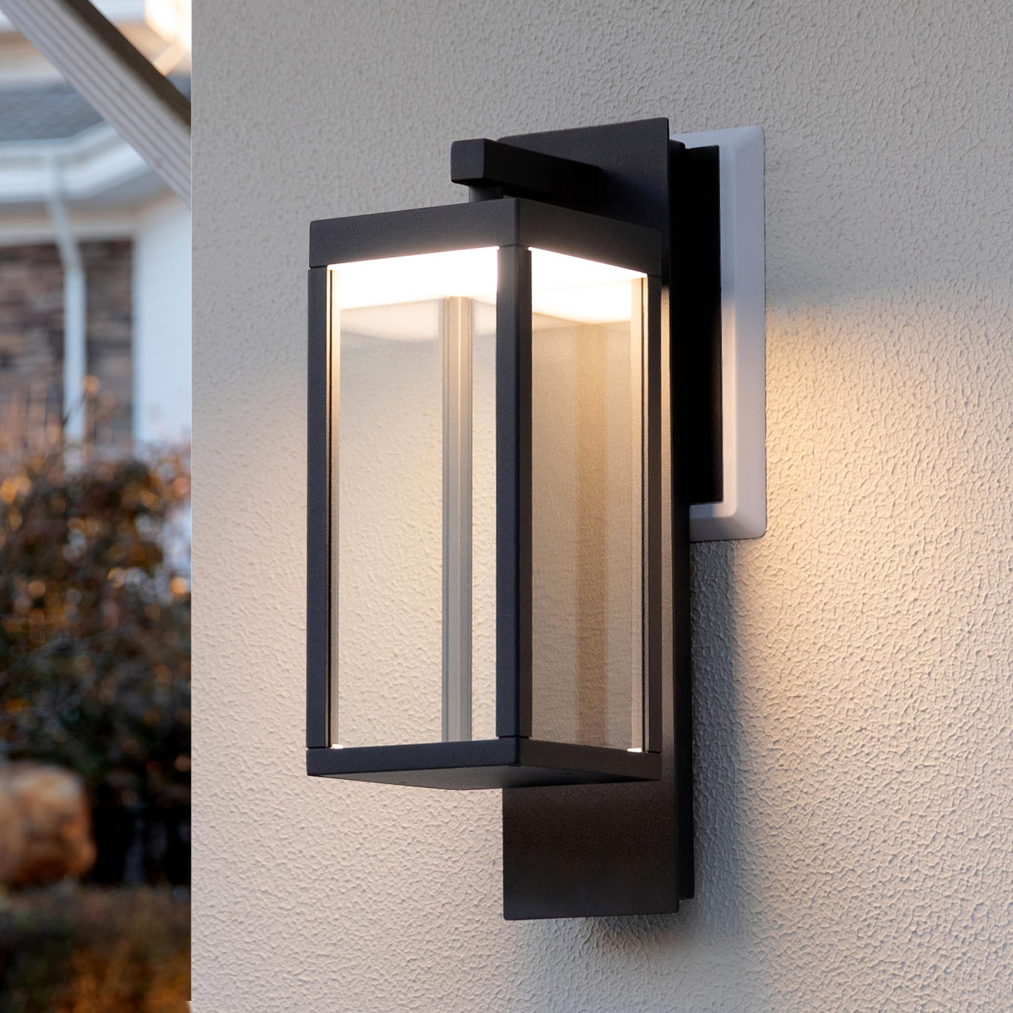 Aluminum LED Wall Mount Lanterns with Clear Glass Shade, Waterproof ...