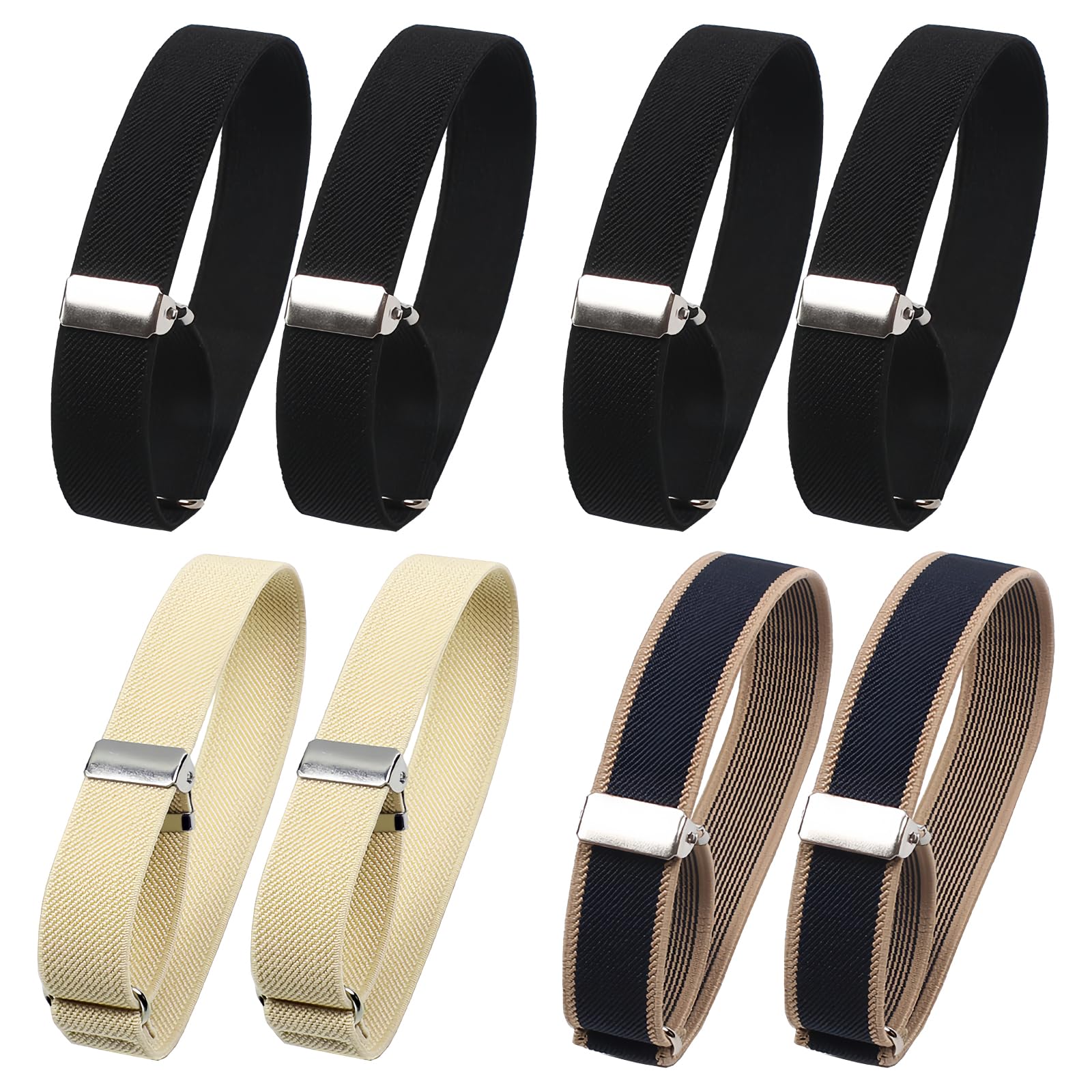 Emperoch 4 Pairs Elastic Shirt Sleeve Holders, Unisex Adjustable ...