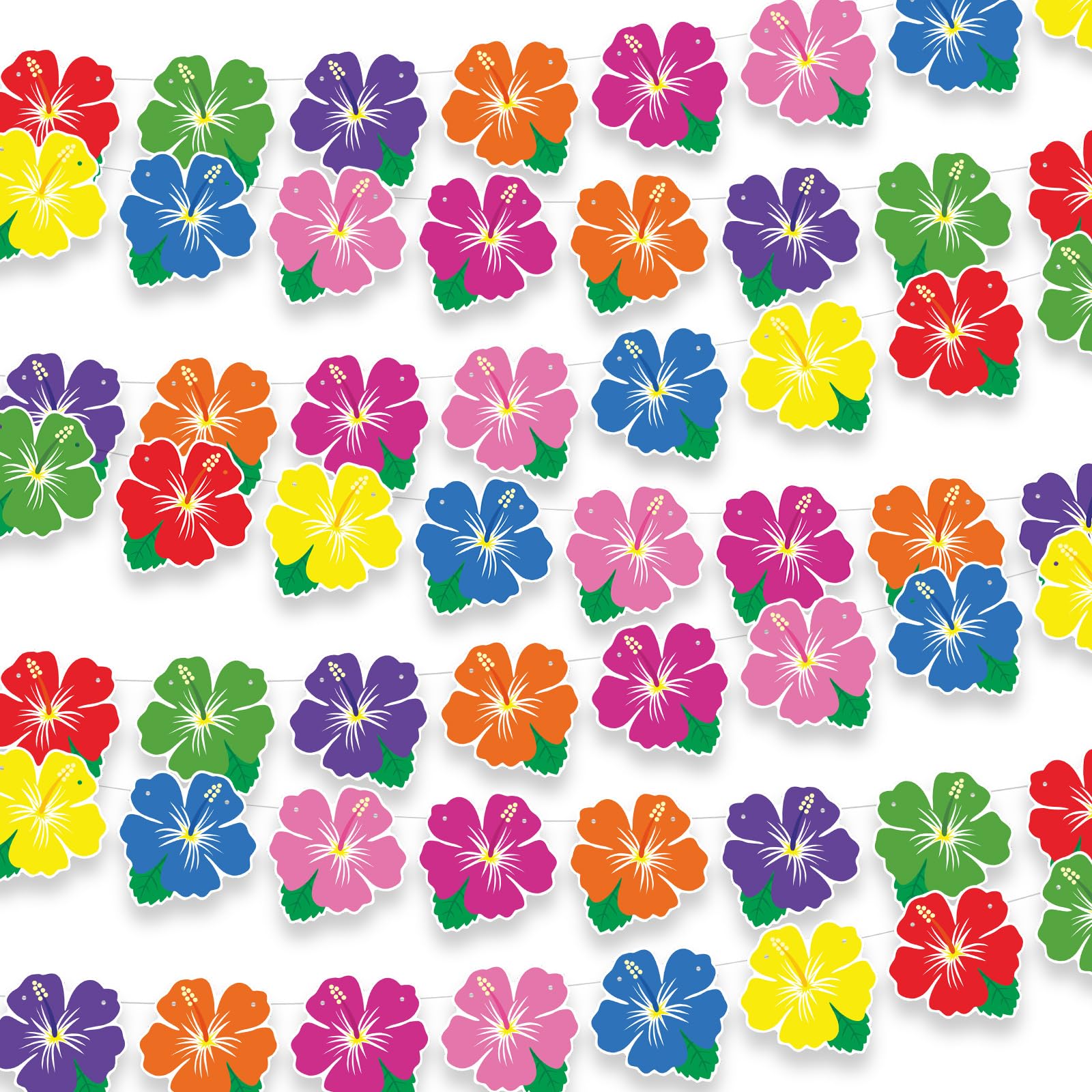 Amazon.com: Trandraft 5 Pack Hawaiian Tropical Garland Luau Hibiscus ...