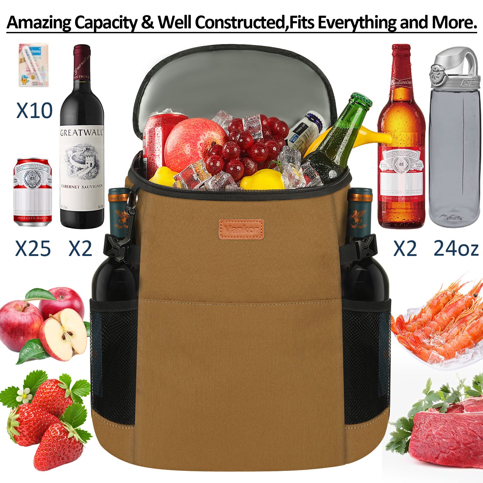 Snapklik.com : Camping Cooler Backpack 30 Cans, Soft Backpack Coolers ...