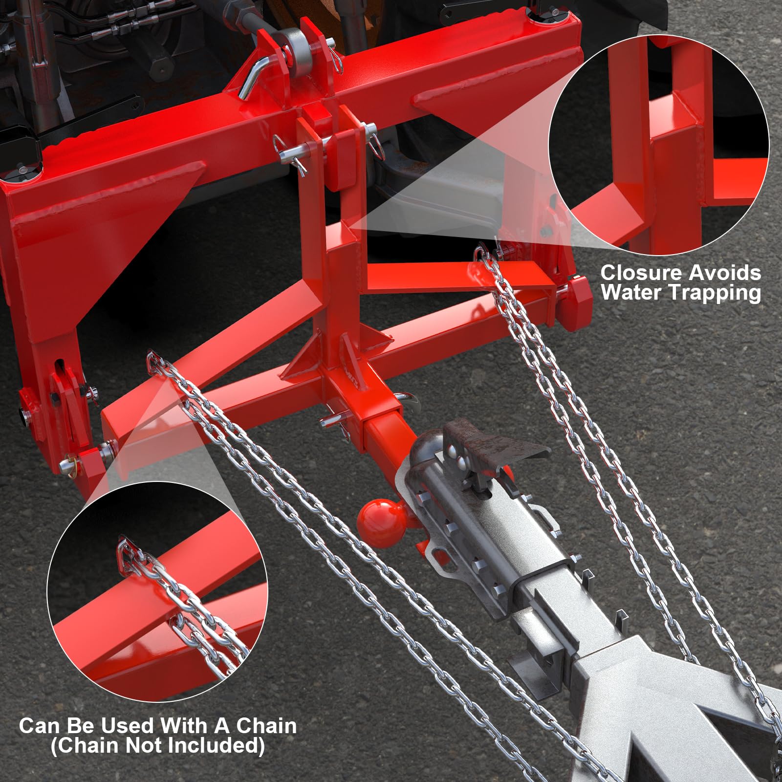 Snapklik.com : 3 Point Hitch 2” Receiver, Red Tractor Mover Drawbar ...