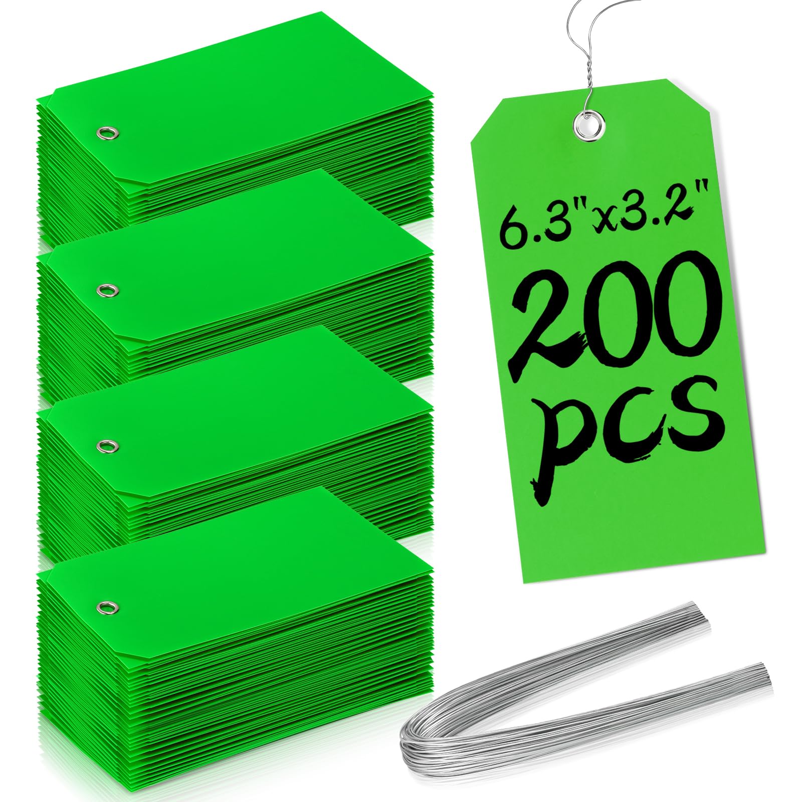Amazon.com : 200 Pieces 6 1/4 x 3 1/8 Shipping Tags with String #8 ...