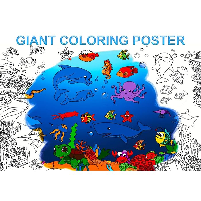 Buy Alex Art, Jumbo Coloring Poster – Ocean Animals Giant Large ...