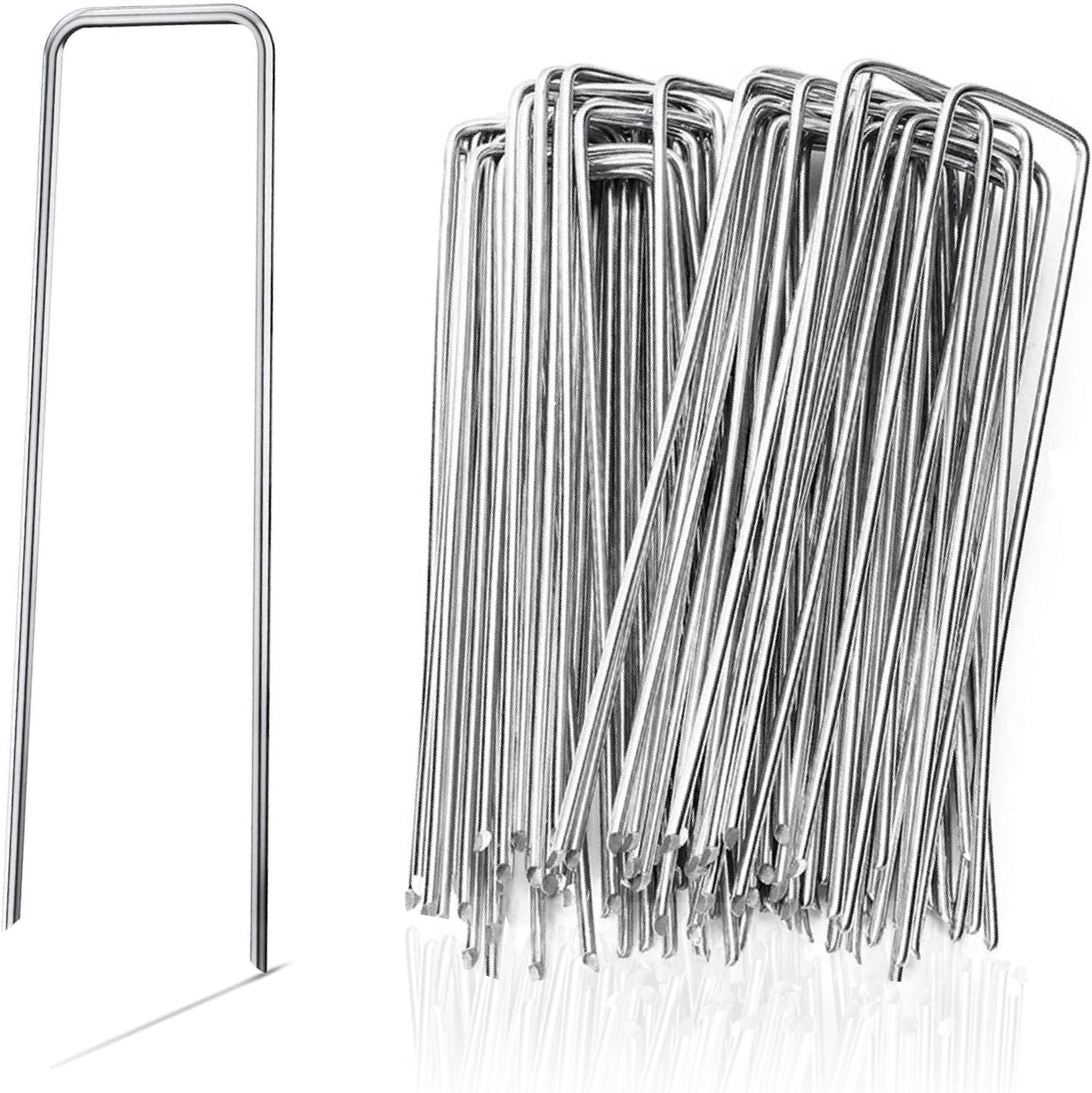 GardenMate Pack of 100 x 6''/150mm galvanised 2.9mm thick steel U ...