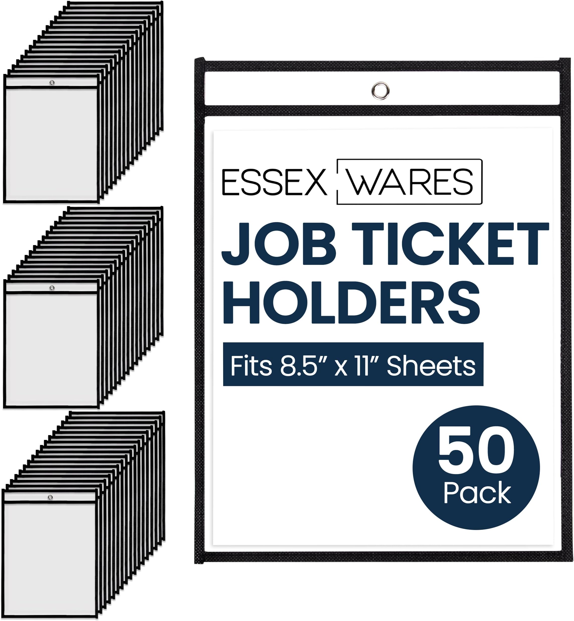 Amazon.com : Essex Wares - 50 Pack, Black, Job Ticket Holders, 10" Wide ...