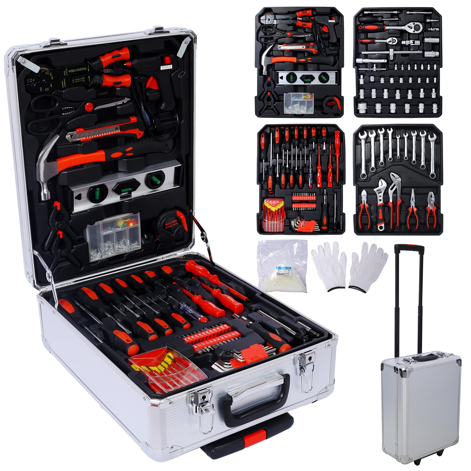 969PCS Aluminum Trolley Case Tool Setas,Complete Tool Box Set,Tool Kit ...