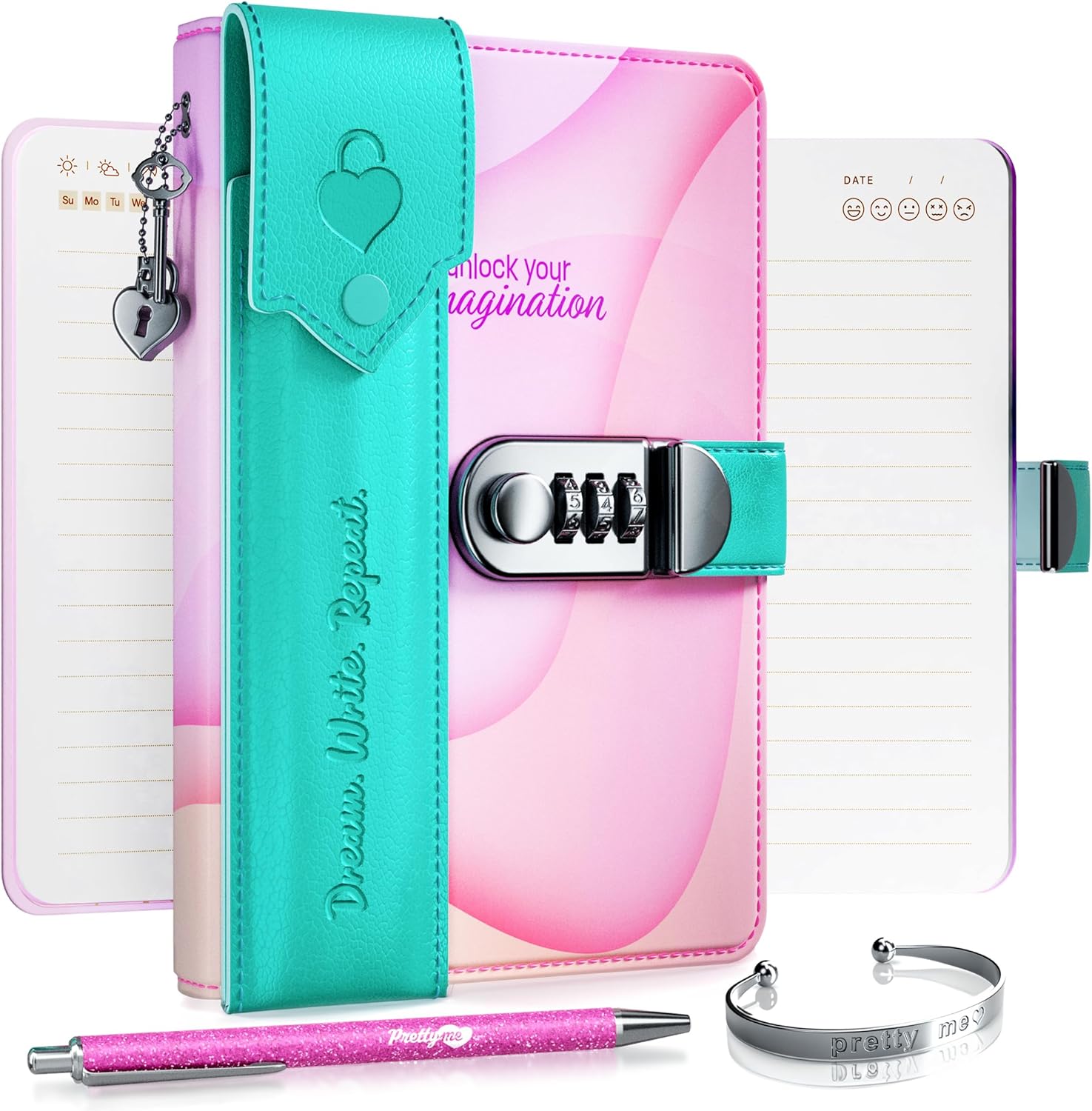 Amazon.com: Secret Diary Set with Lock for Girls - Kids Locking Journal ...