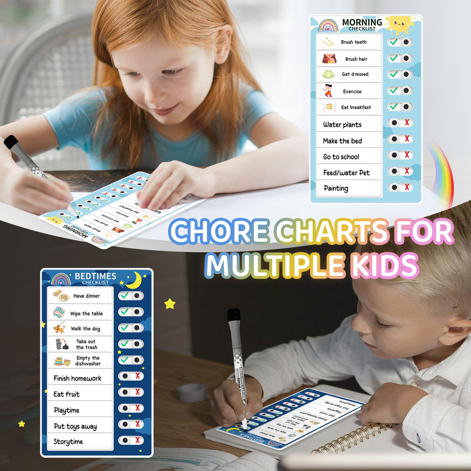 Snapklik.com : Chore Chart For Kids: Dry Erase Visual Schedule ...