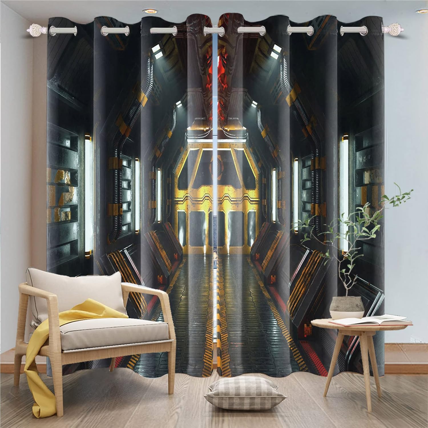 Amazon.com: Umpoo Outer Space Window Curtains Futuristic SciFi Corridor ...