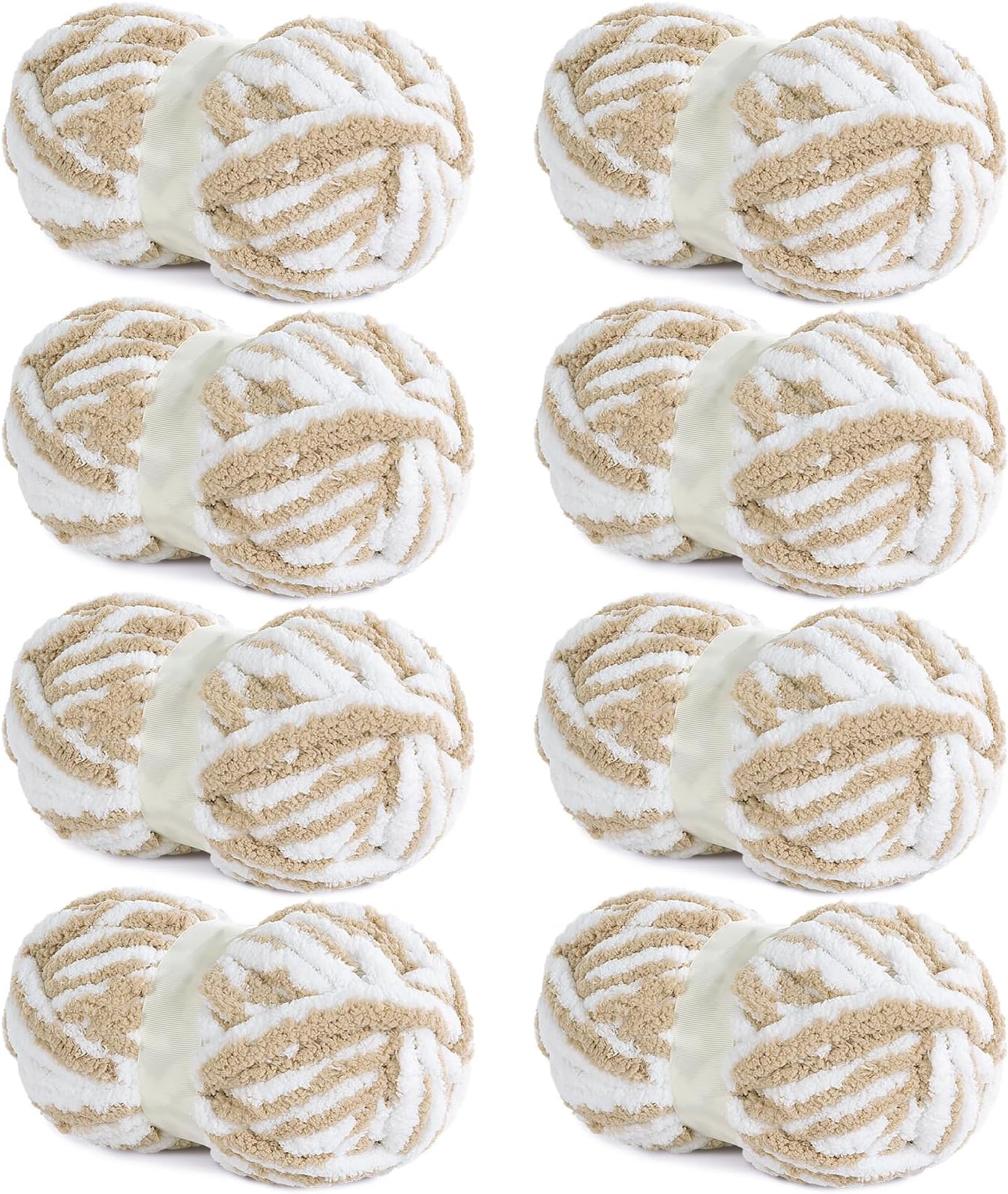 Amazon.com: HOMBYS White Chunky Chenille Yarn for Crocheting, Bulky ...