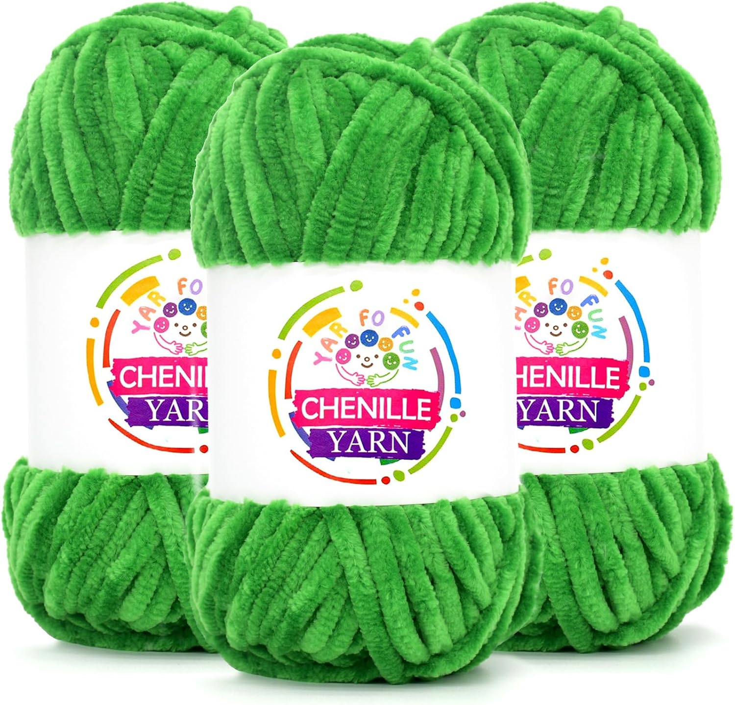 Amazon.com: 3 Pack Velvet Chenille Yarn for Crocheting,Christmas Green ...