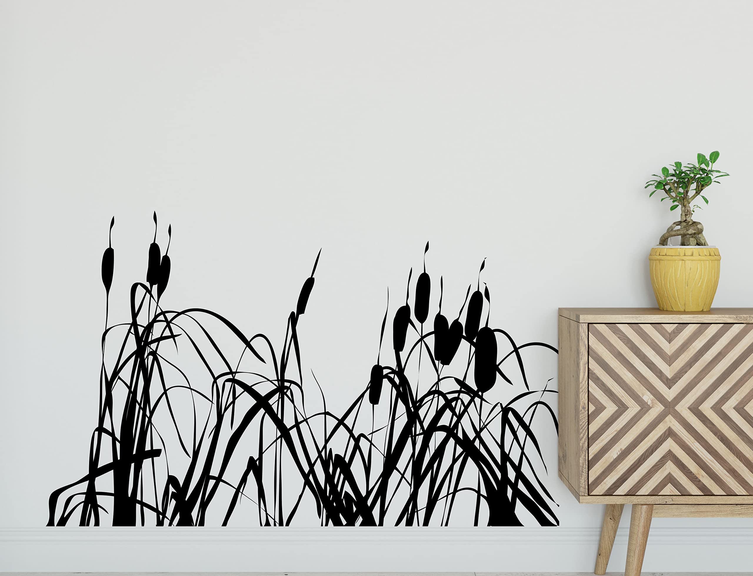 Amazon.com: Nursery Wall Decor. Cattails Bush Plant Vinyl Wall Decal ...